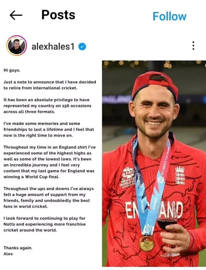 England batter Alex Hales bids farewell to cricket career - Sports ...